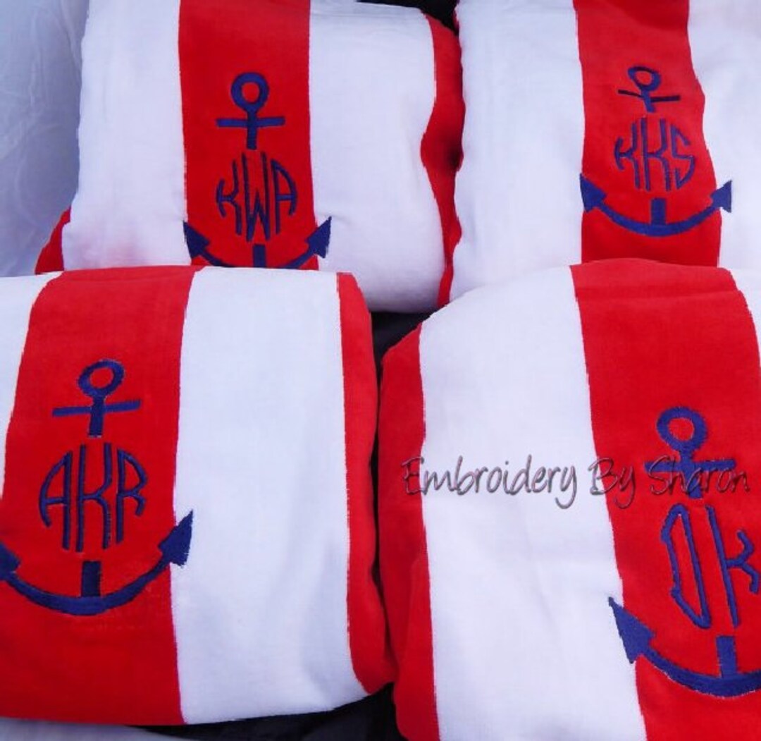 Monogrammed Beach Towels - Personalized Towel - Embroidered Pool or ...