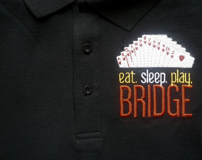 Bridge Card Game Shirt- Mens Polo Shirt- Personalized Polo Shirt ...