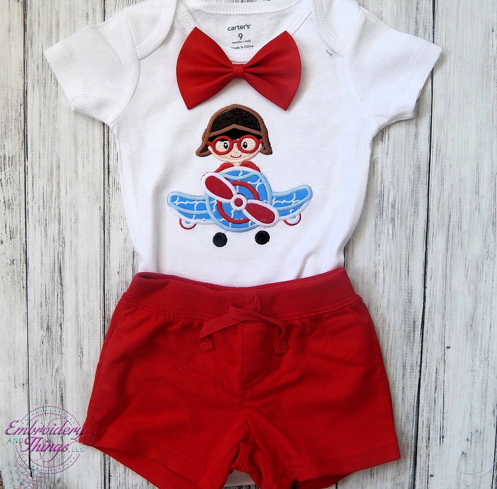 Personalized Boys Airplane Outfit, Boys' Airplane 1st Birthday Outfit ...