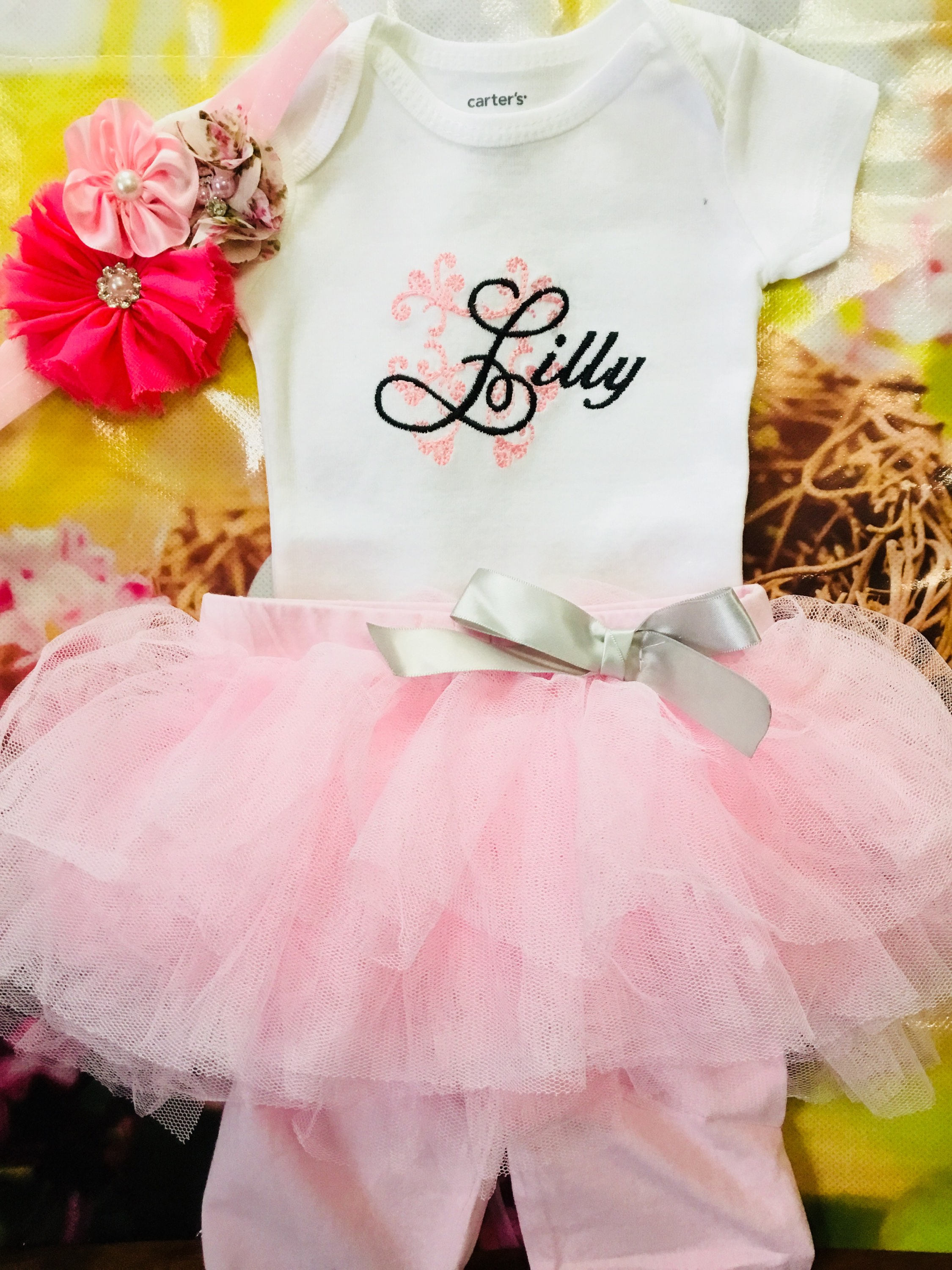 Baby Girl Tutu Outfit Personalized Bodysuit and Skirt, Newborn Baby ...