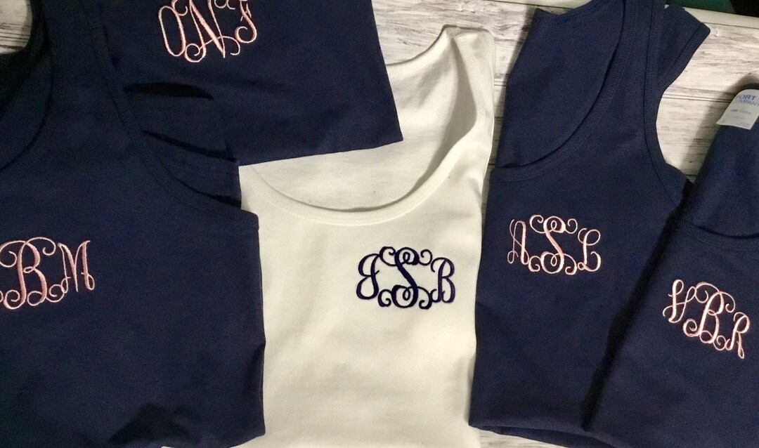 Monogram Tank Top, Embroidery Monogram Racerbacks, Monogram Bridemaids ...