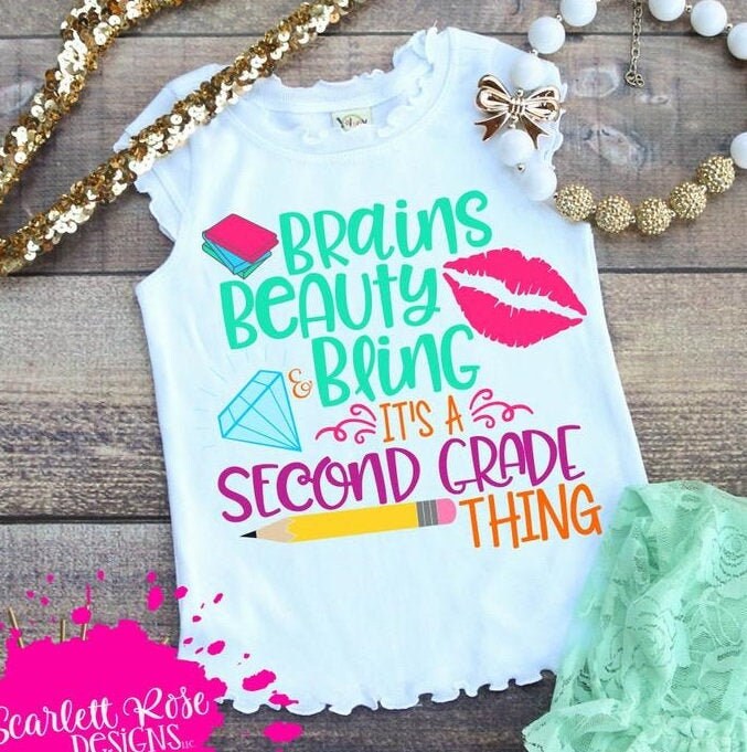 2nd Grade T-shirts or Raglan for Girls All Grades Done, Brains Beauty ...