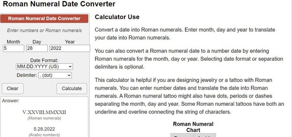 Dates In Roman Numerals 2022