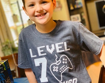7th Birthday Boy Gamer Shirt Level 7 Unlocked Gift Tee - Etsy
