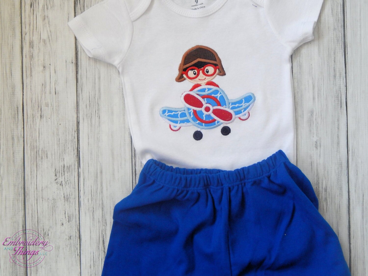 Personalized Boys Airplane Outfit, Boys' Airplane 1st Birthday Outfit ...