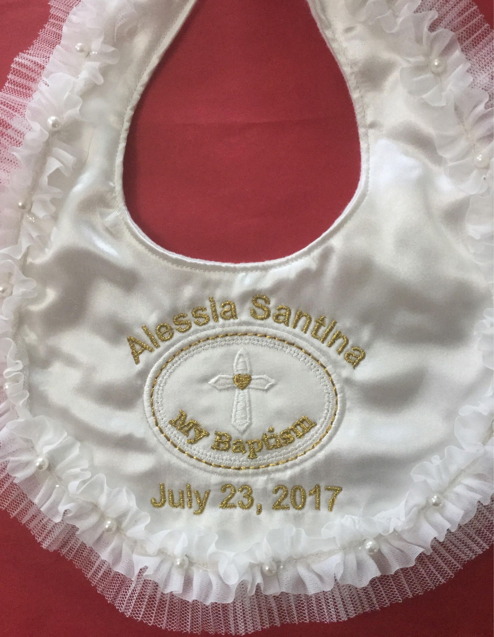 Baptism Bib for Girls Christening Bib for Girls Satin Bibs | Etsy