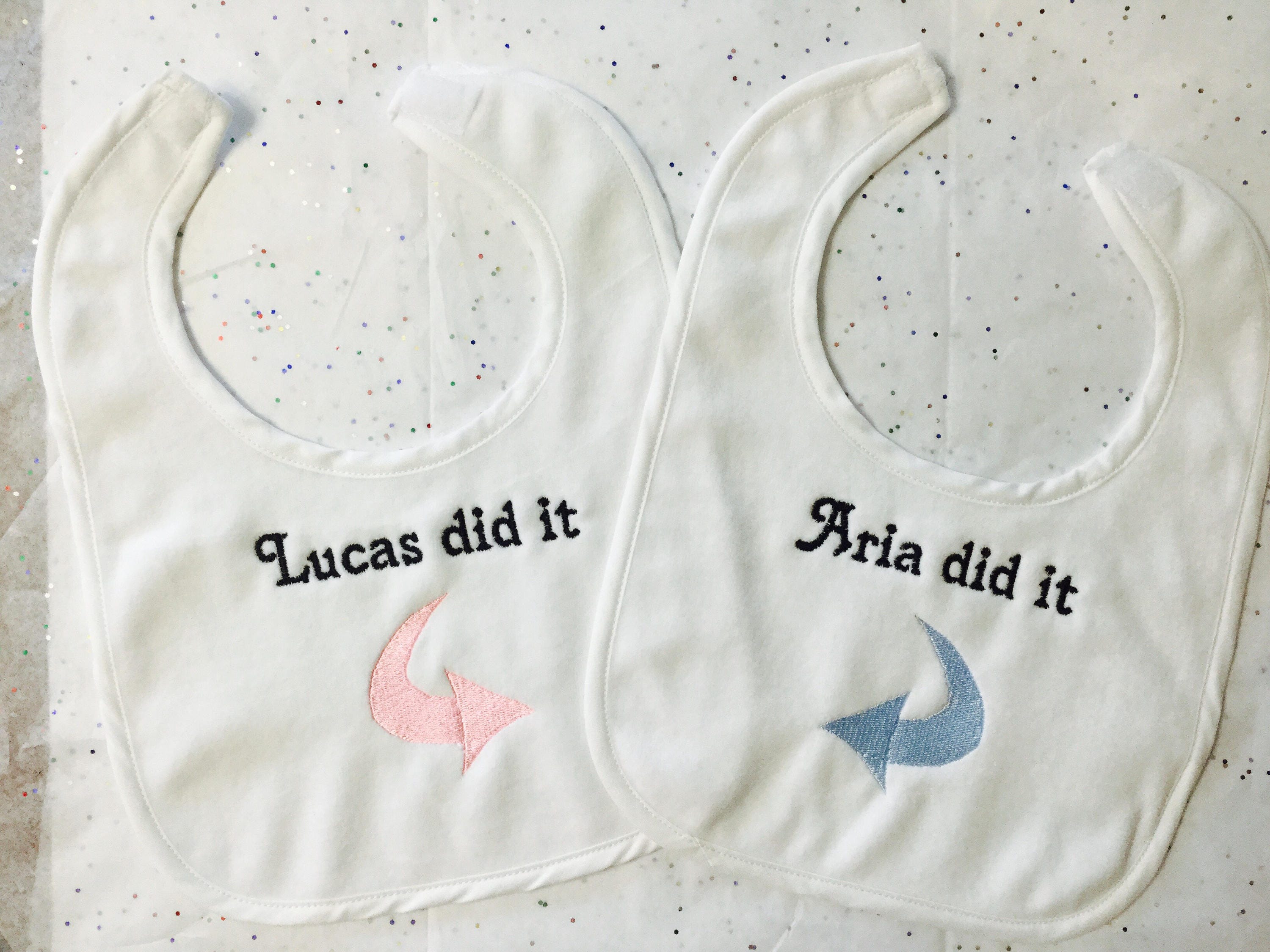 Twins bib set Twins gifts He did it She did it twins bibs | Etsy