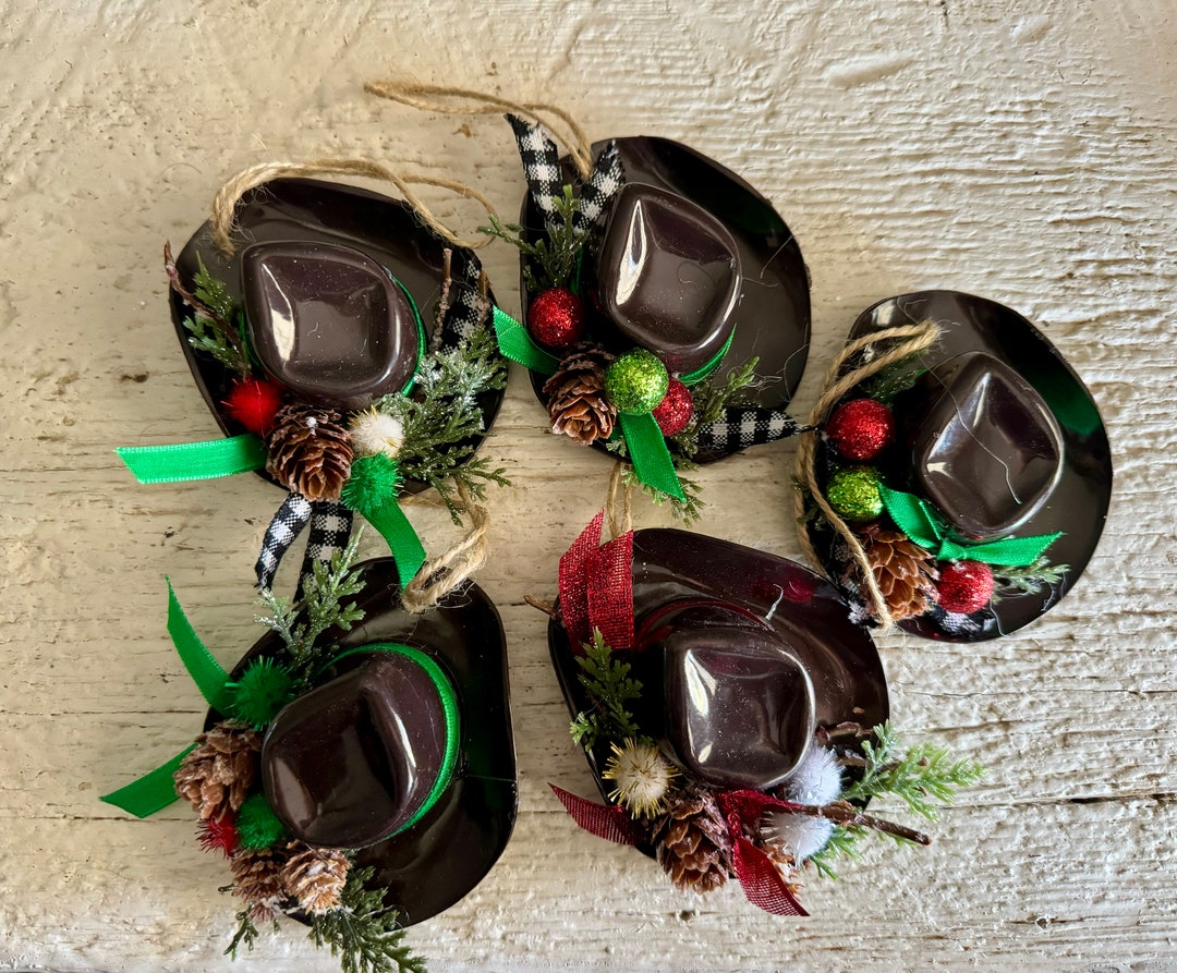 Ornament Christmas Cowboy Hat Brown Holiday Decor - Etsy