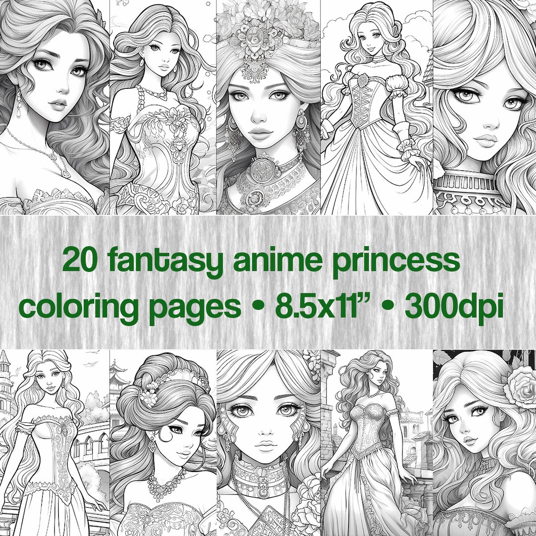 20 Printable Fantasy Anime Princess Coloring Pages - Etsy
