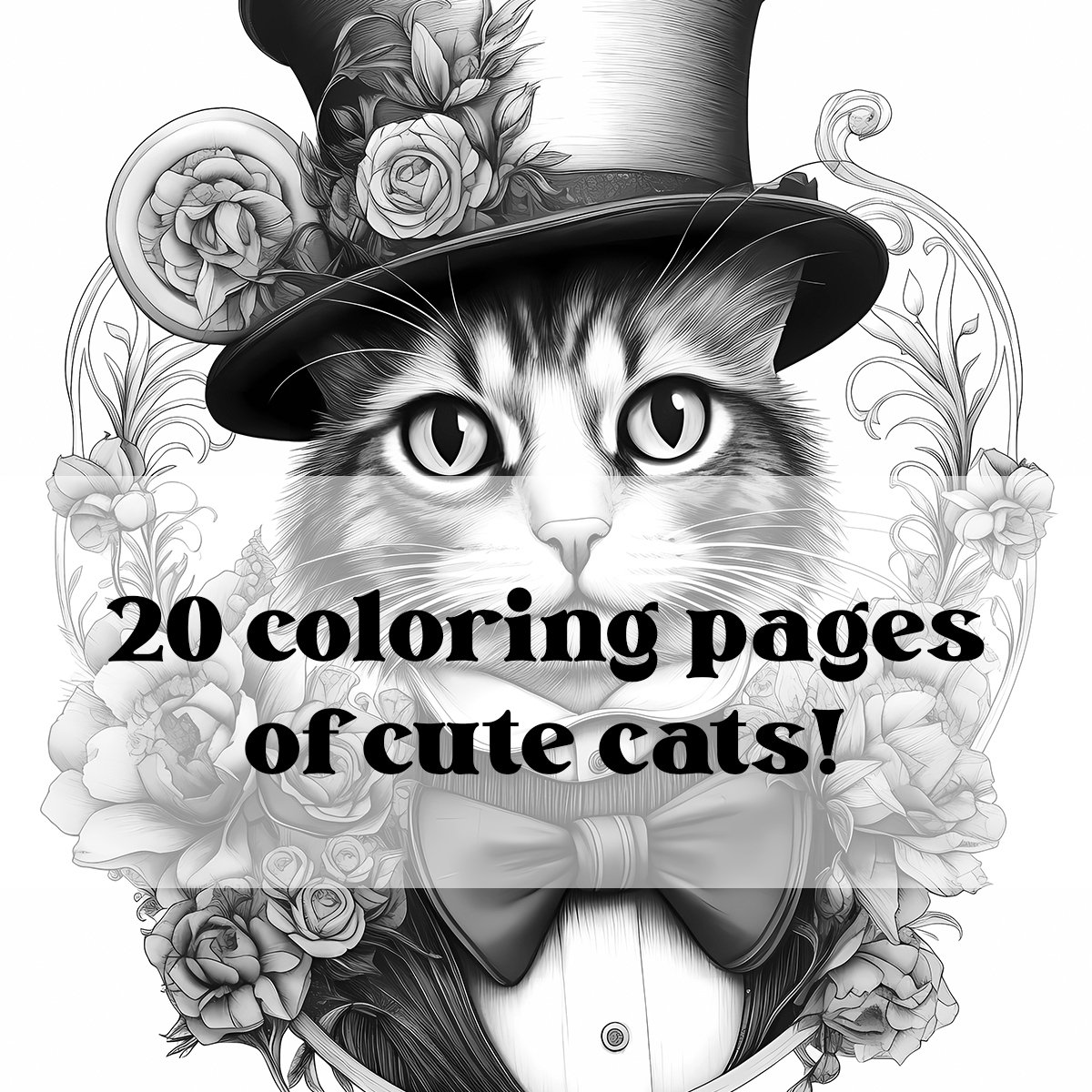 20 Cute Cats Coloring Pages PDF, Instant Download, Kitties Doing Stuff ...