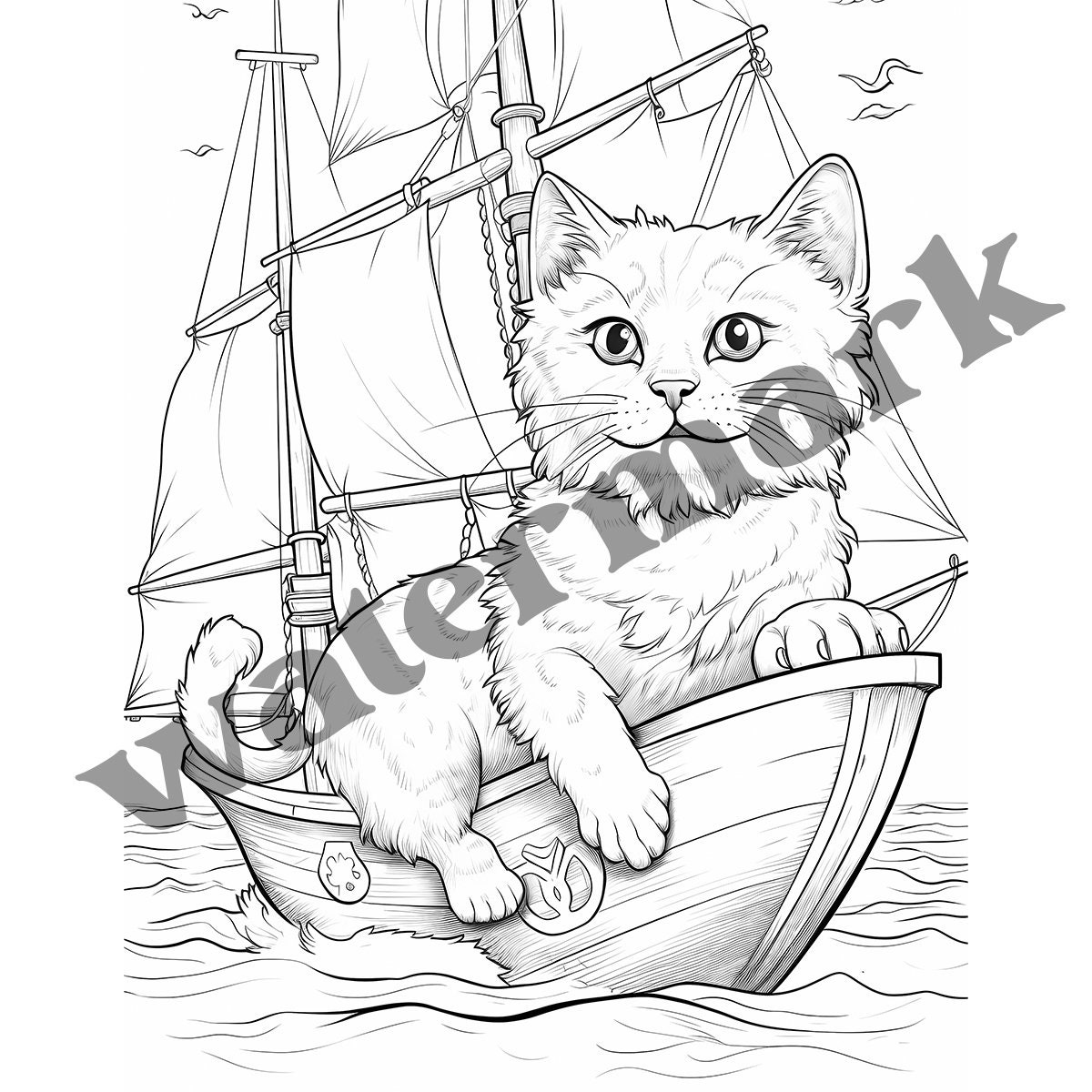 20 Cute Cats Coloring Pages PDF, Instant Download, Kitties Doing Stuff ...