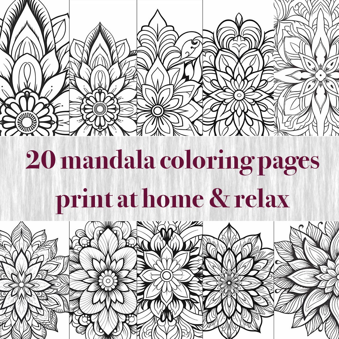 20 Printable Mandala Coloring Pages, Instant Download Coloring Pages ...