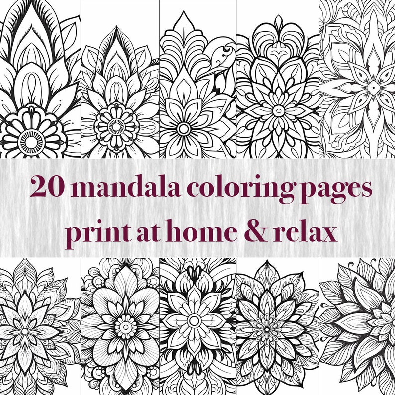 20 Printable Mandala Coloring Pages, Instant Download Coloring Pages ...