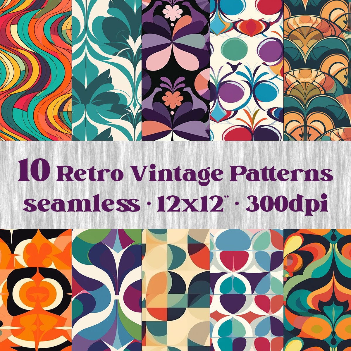 10 Retro Vintage Digital Paper Patterns For Scrapbooking, Wallpaper 