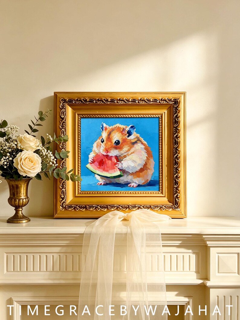 Hamster Eating Watermelon , Summer Restaurant Decor ,custom Oil ...