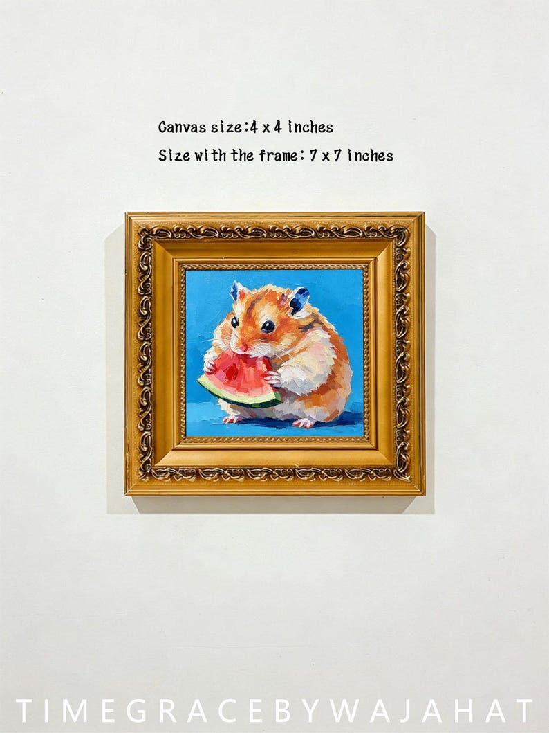 Hamster Eating Watermelon , Summer Restaurant Decor ,custom Oil ...
