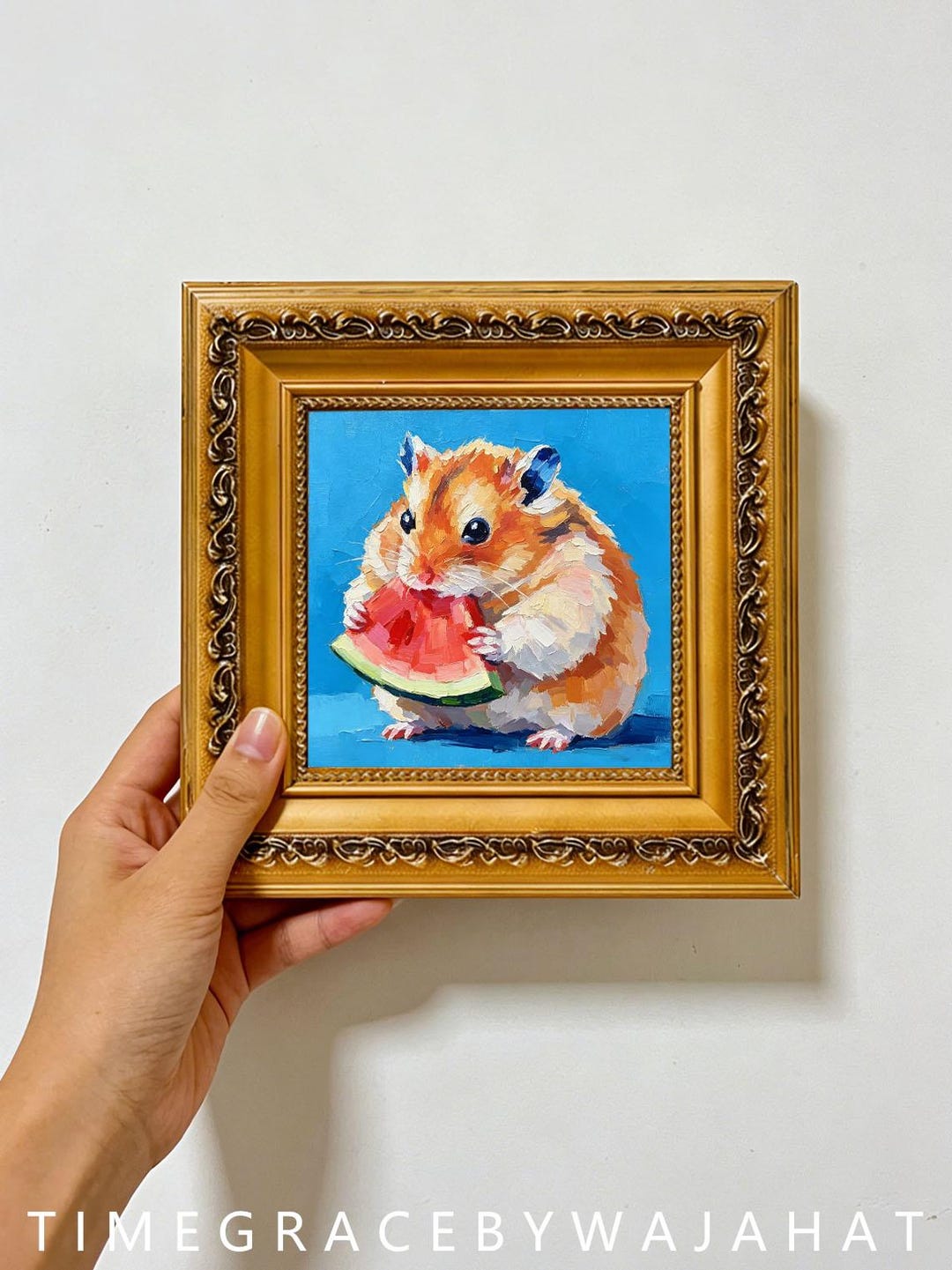 Hamster Eating Watermelon , Summer Restaurant Decor ,custom Oil ...