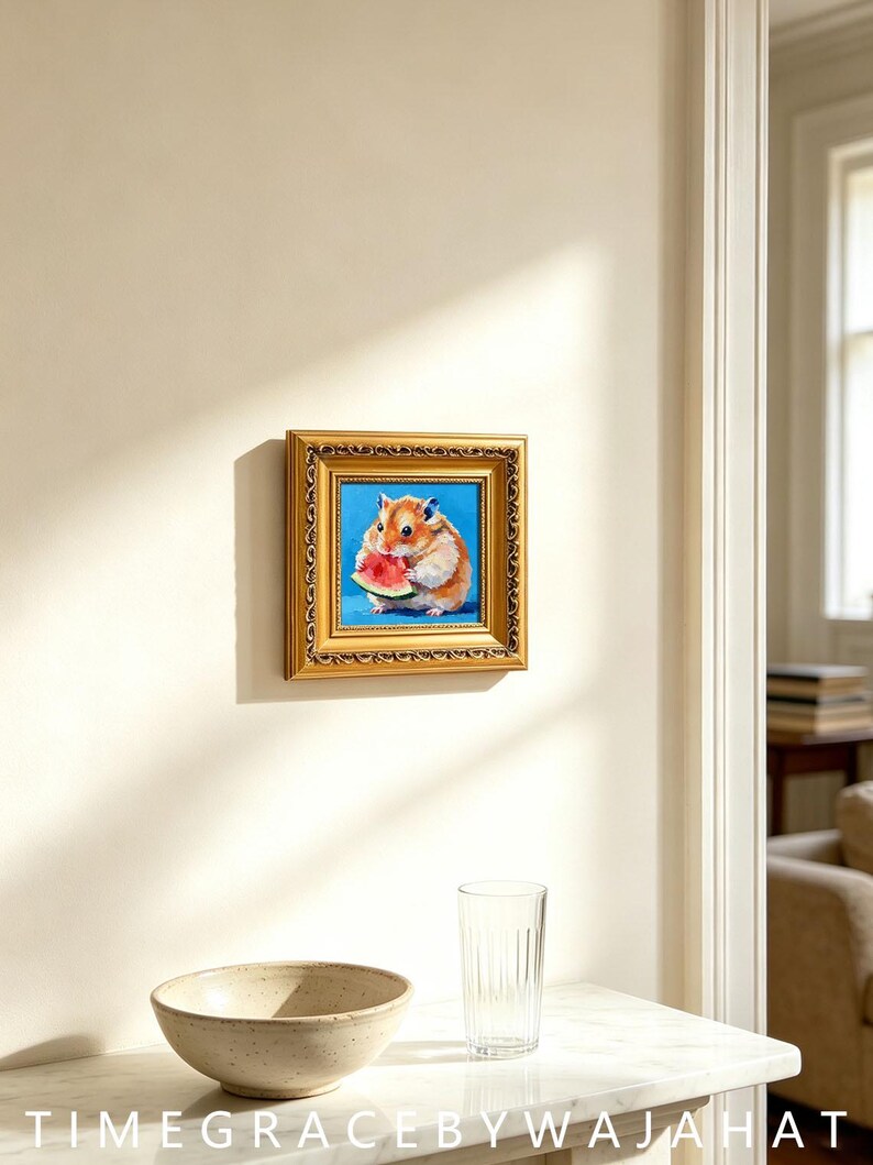 Hamster Eating Watermelon , Summer Restaurant Decor ,custom Oil ...