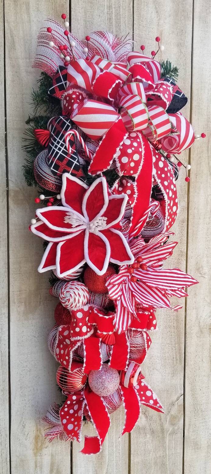 Gorgeous Christmas Swag Swag with candy canes Christmas Swag | Etsy