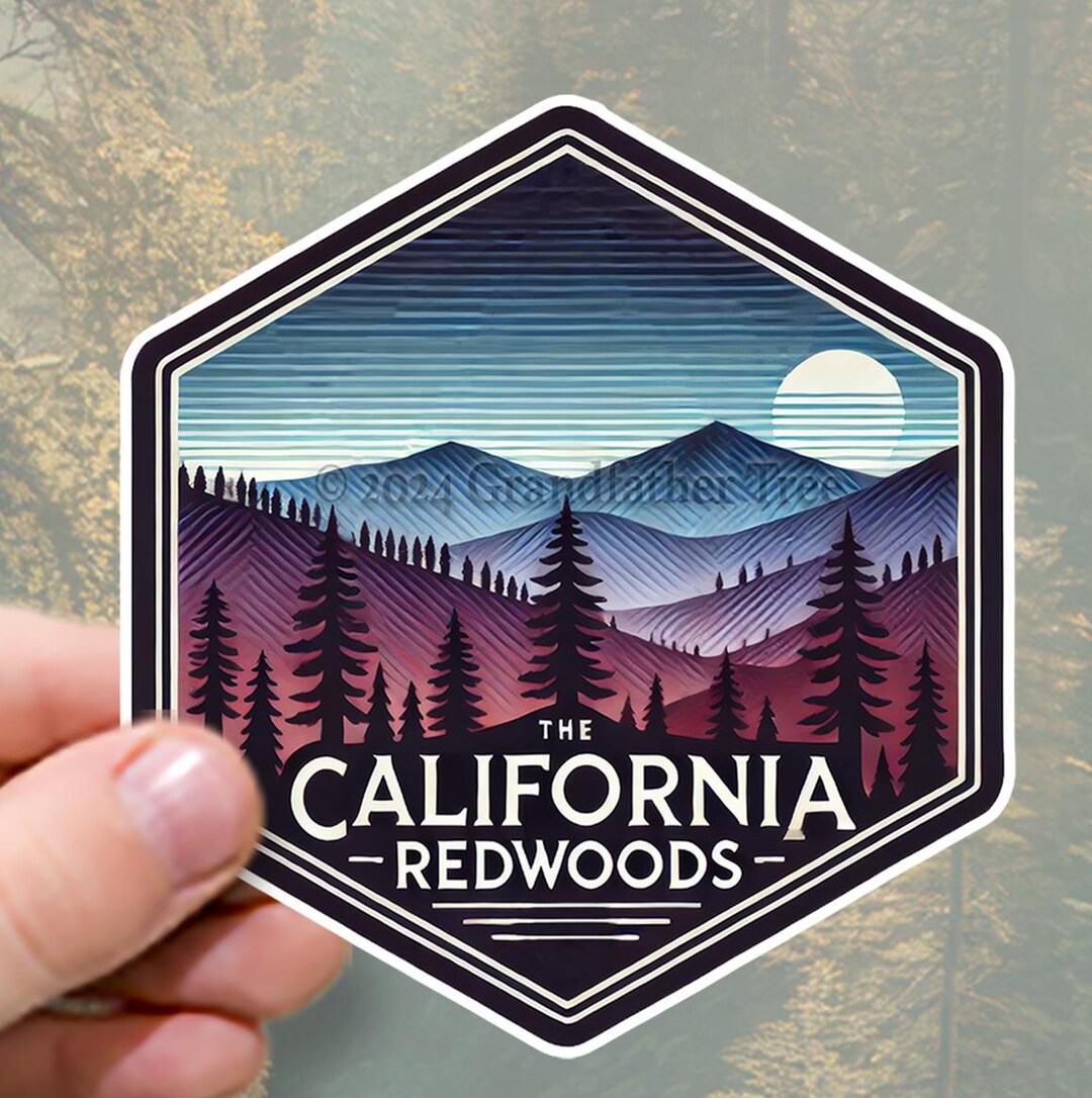 Redwood Serenity Sticker - Forest and Rolling Hills - Vibrant ...