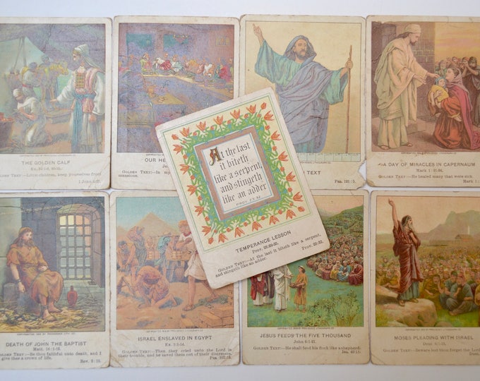 Vintage Antique Bible Cards, Set of 9 Holy Cards, Westminster Lesson ...