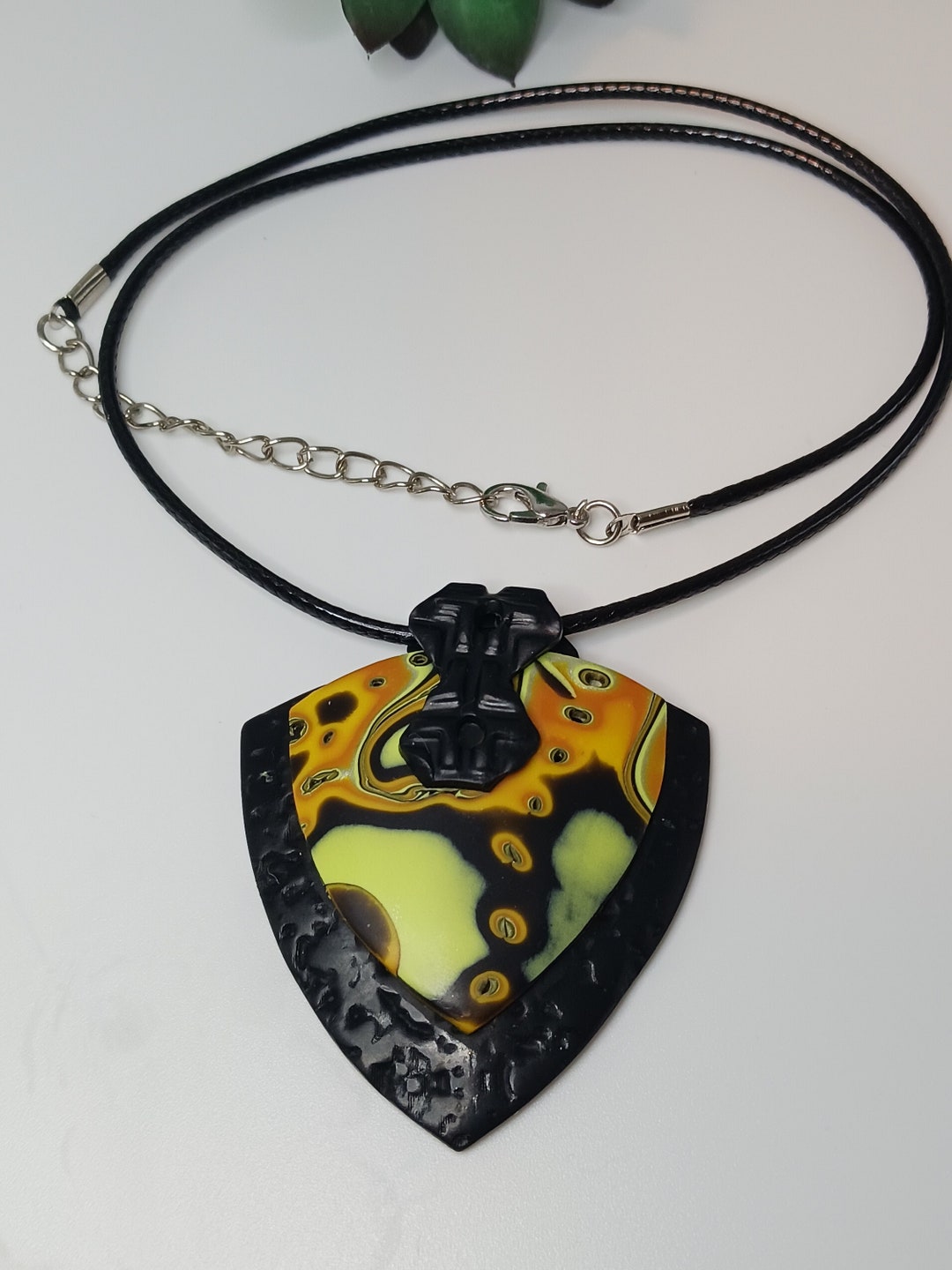 Mokume Gane Polymer Clay Layered Shield Pendant Necklace - Etsy