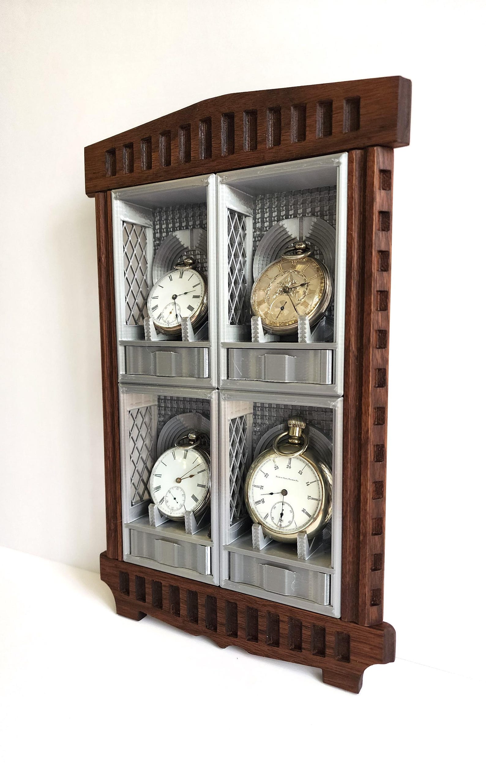 Four Pocket Watch Display Case, Built With Black Walnut Trim. Display ...
