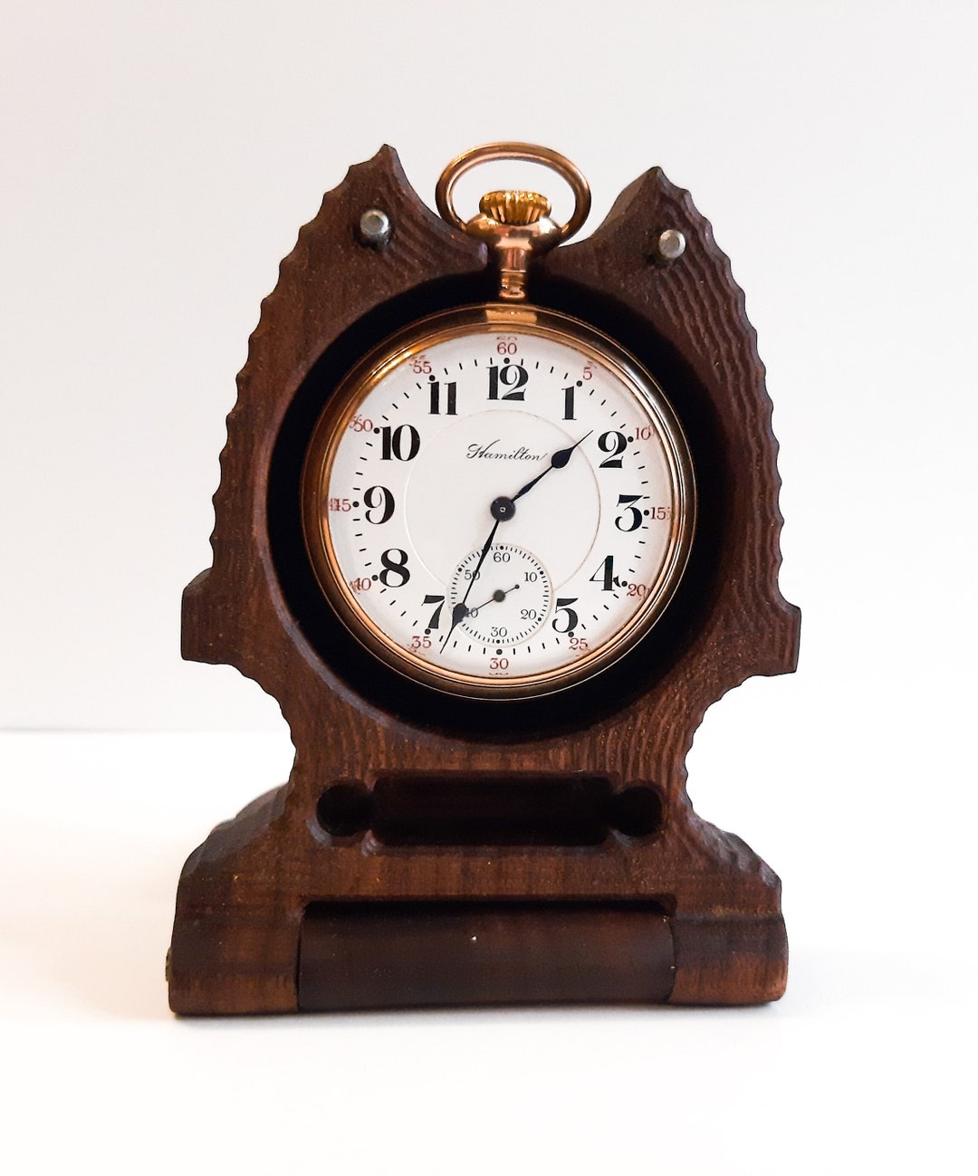 Victorian Reproduction Black Forest Pocket Watch Case and Display (wood ...
