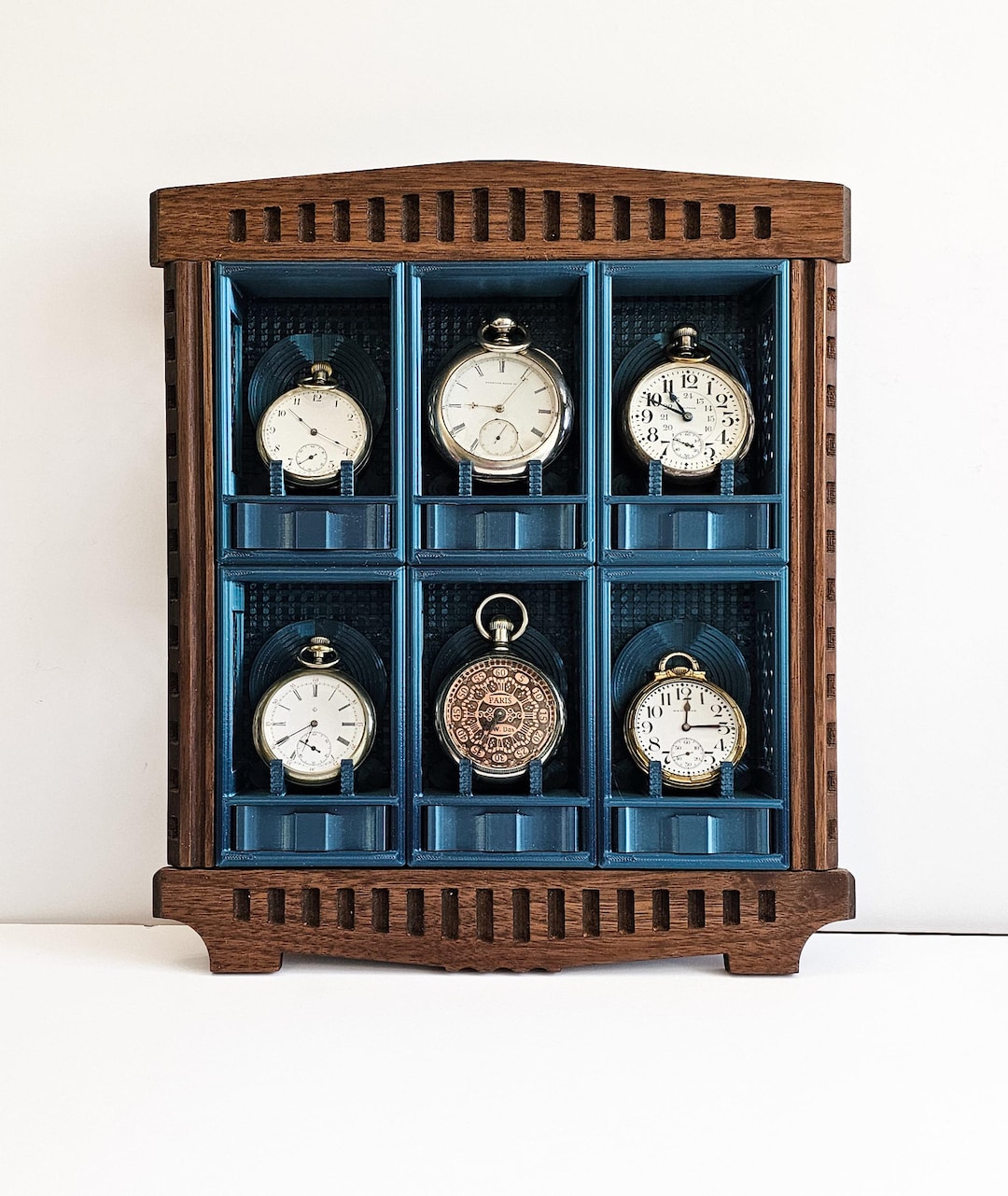 Six Pocket Watch Display Case, Built With Black Walnut Trim. Display ...