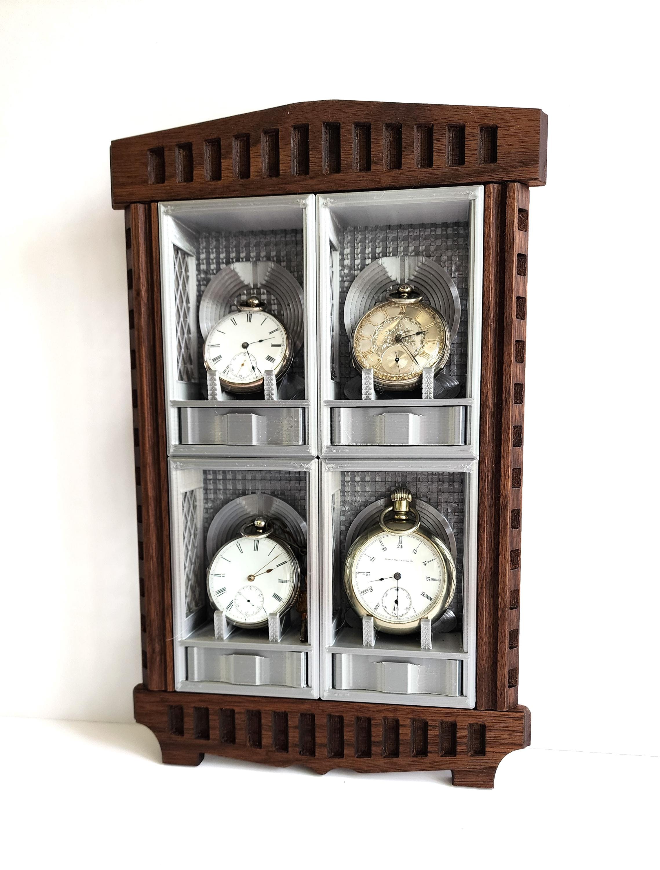 Four Pocket Watch Display Case, Built With Black Walnut Trim. Display ...