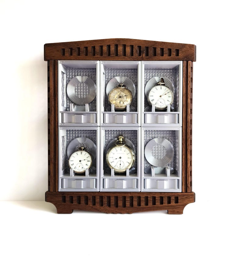 Six Pocket Watch Display Case, Built With Black Walnut Trim. Display ...