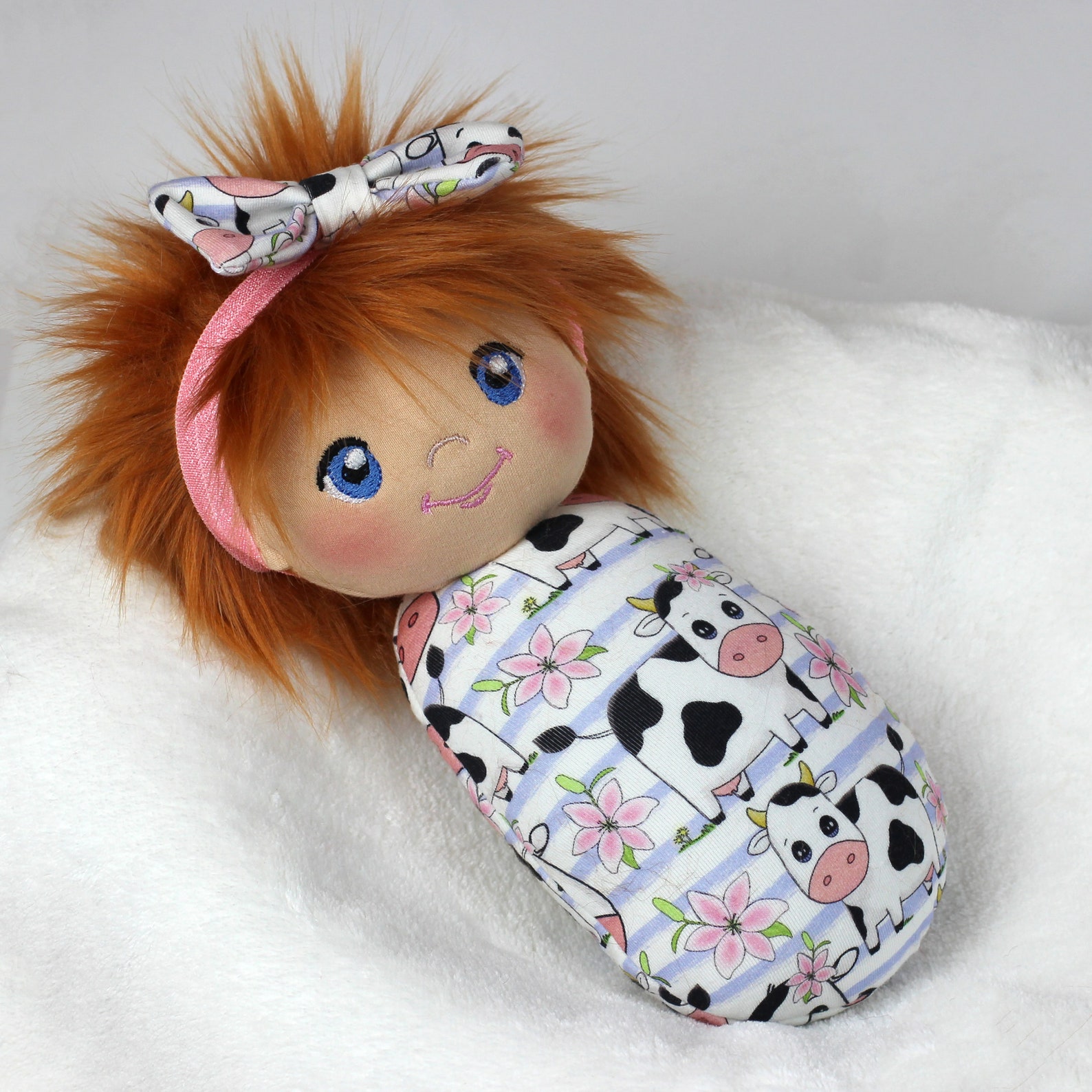 Handmade Cow Print Cloth Doll Swaddle Baby Doll Fabric Doll | Etsy