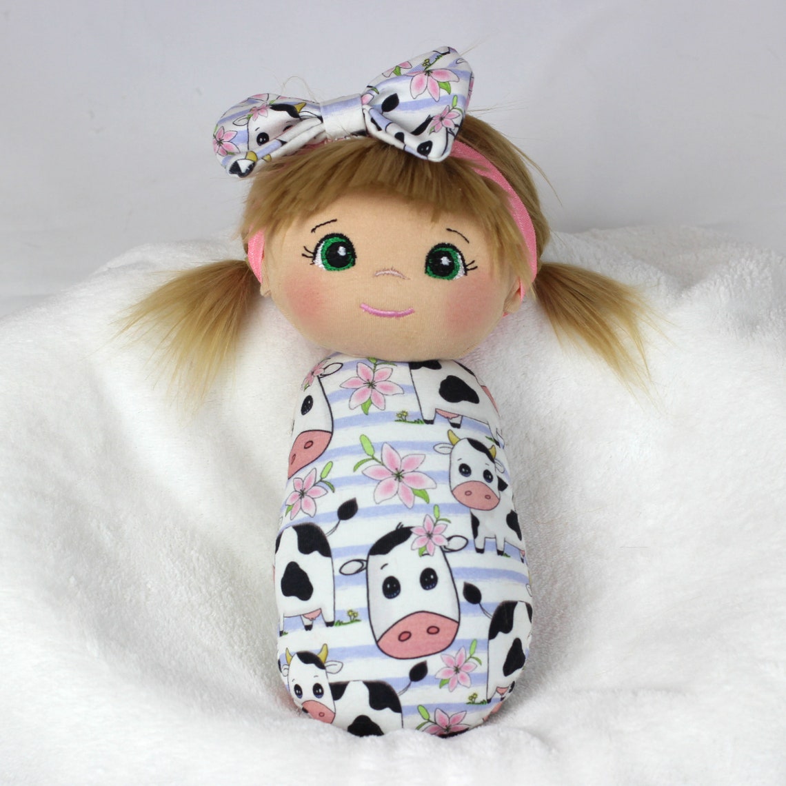 Handmade Cow Print Cloth Doll Swaddle Baby Doll Fabric Doll - Etsy