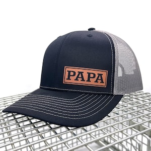 Leather Patch PAPA Hat, Father's Day Gift, Christmas, Grandparent's Day ...