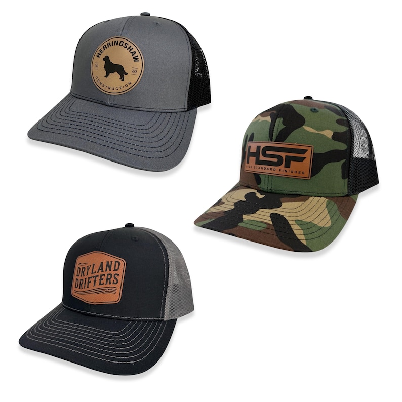 Custom Logo Leather Patch Hat | Richardson 112 | Business Merch - Etsy