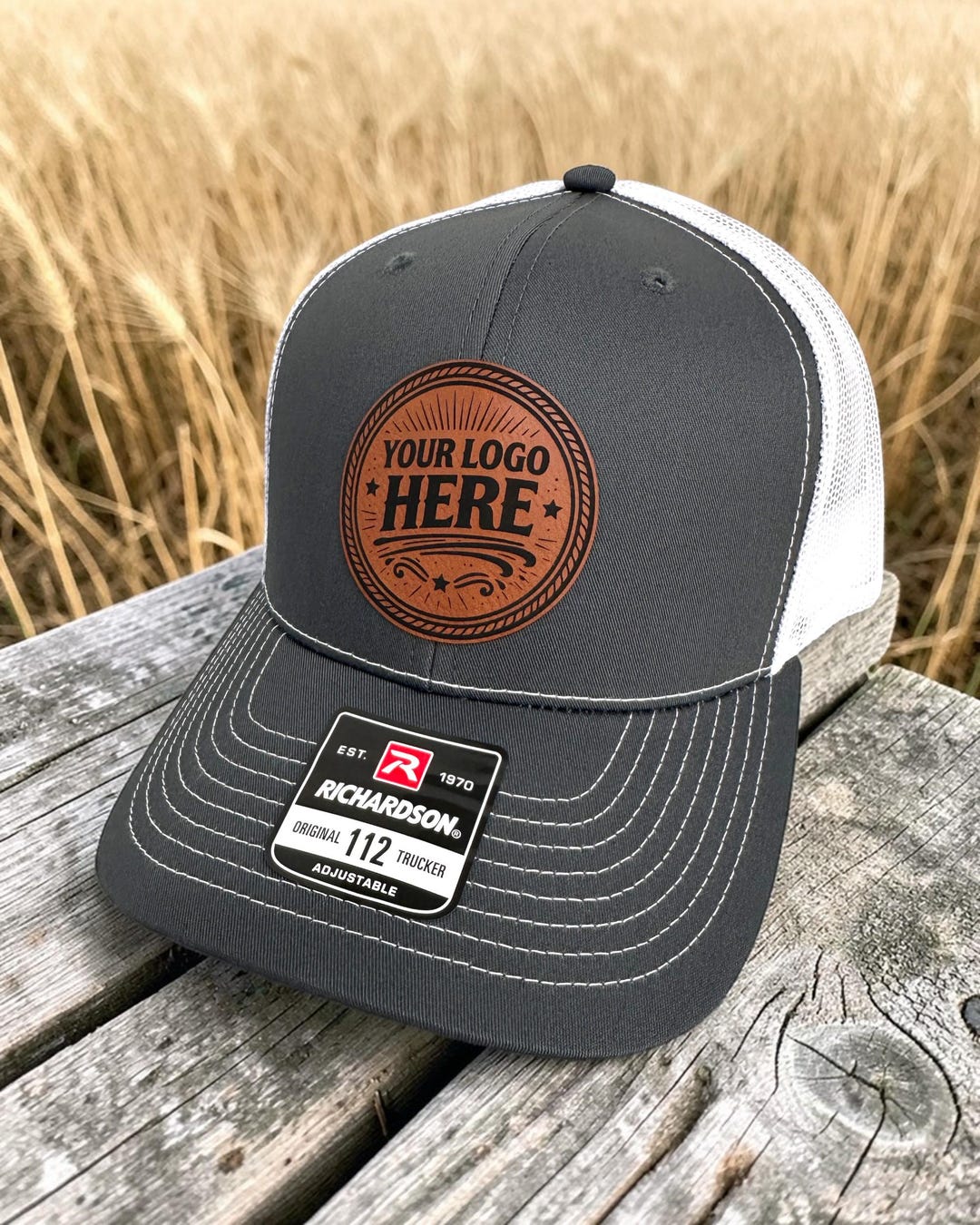 Custom Logo Leather Patch Hat | Richardson 112 | Business Merch - Etsy