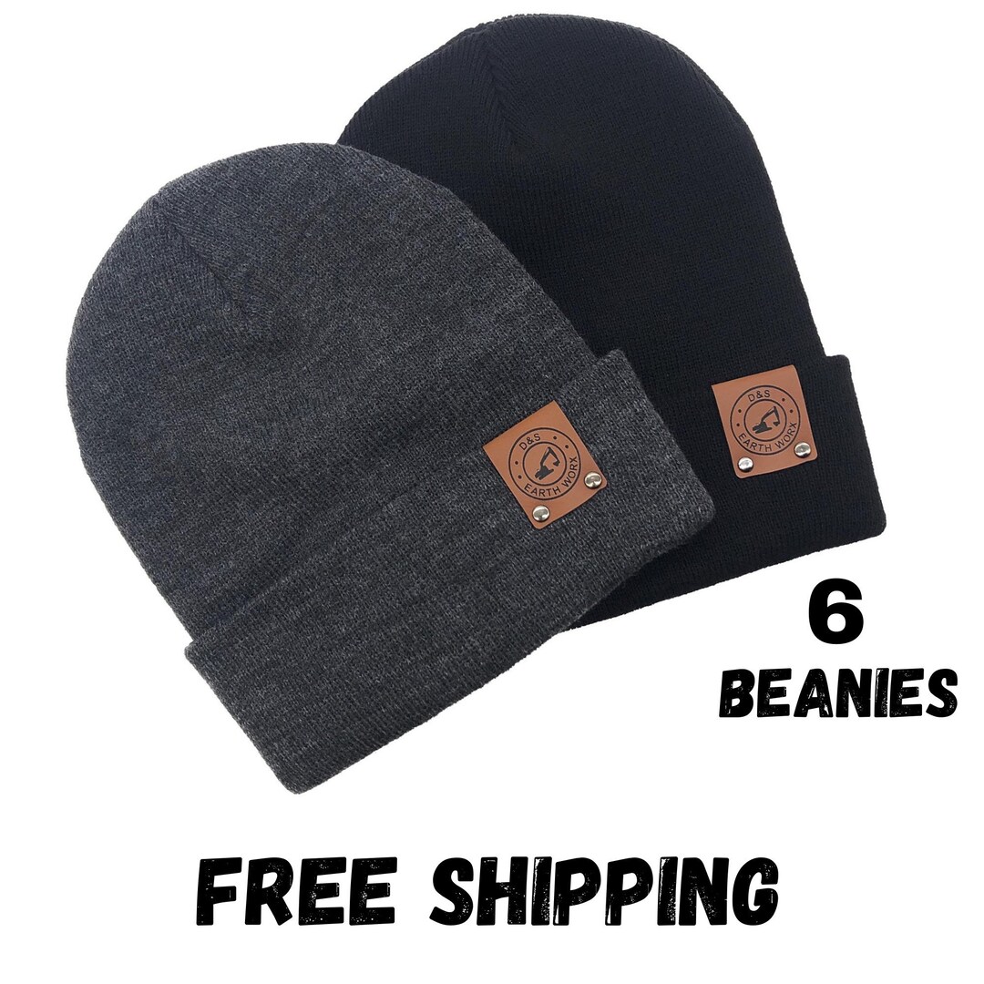 6 Custom Leather Patch Beanies Richardson Beanie Logo - Etsy
