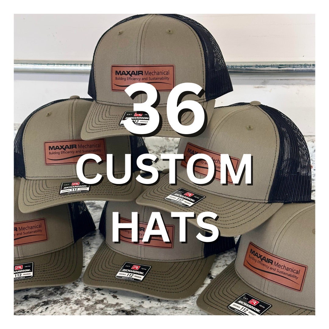 Custom Leather Patch Trucker Hats, Logo Hat, Laser Engraved Leather ...
