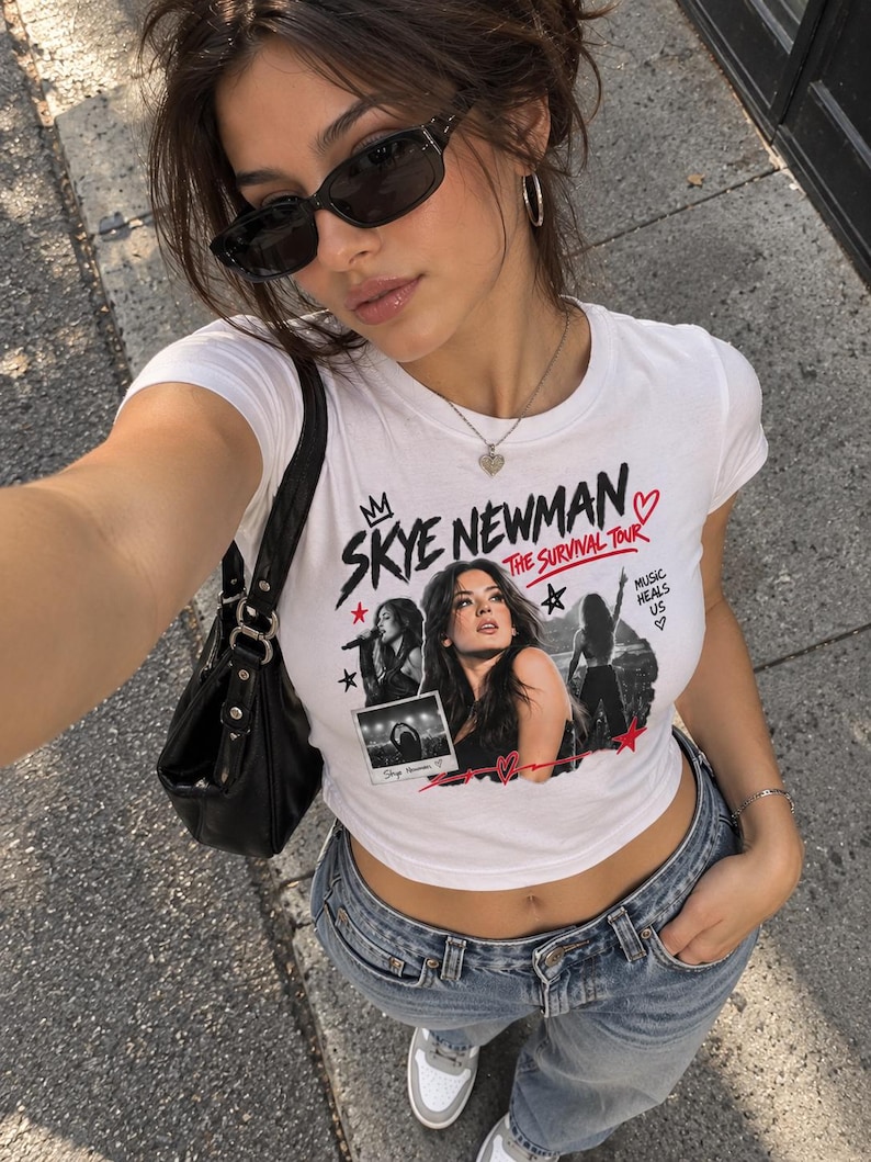 Skye Newman Baby Tee, the Survival Tour Shirt, Pop Singer Graphic Crop ...