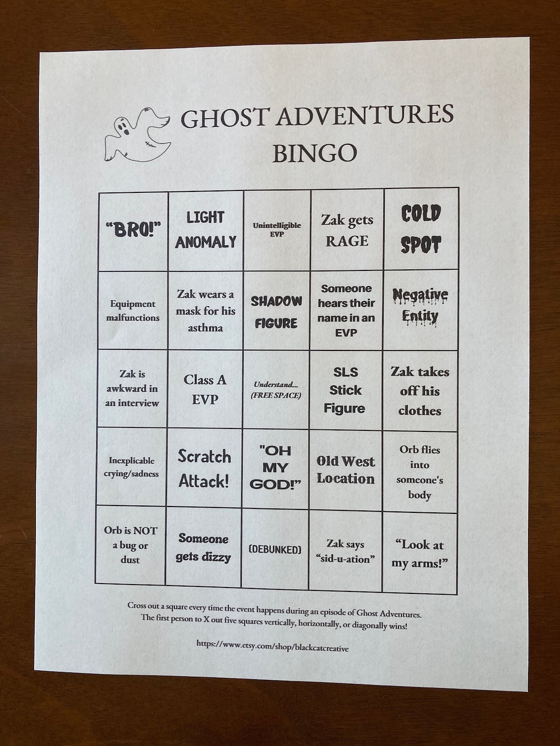 Ghost Adventures Bingo Game | Printable Downloadable PDF | up to 4 ...