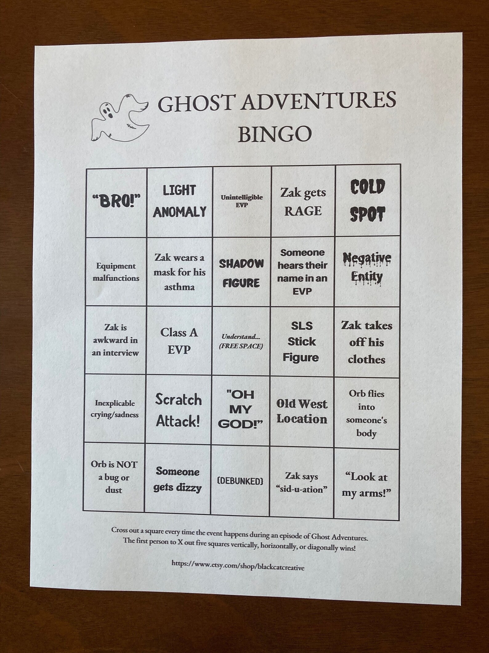 Ghost Adventures Bingo Game | Printable Downloadable PDF | up to 4 ...