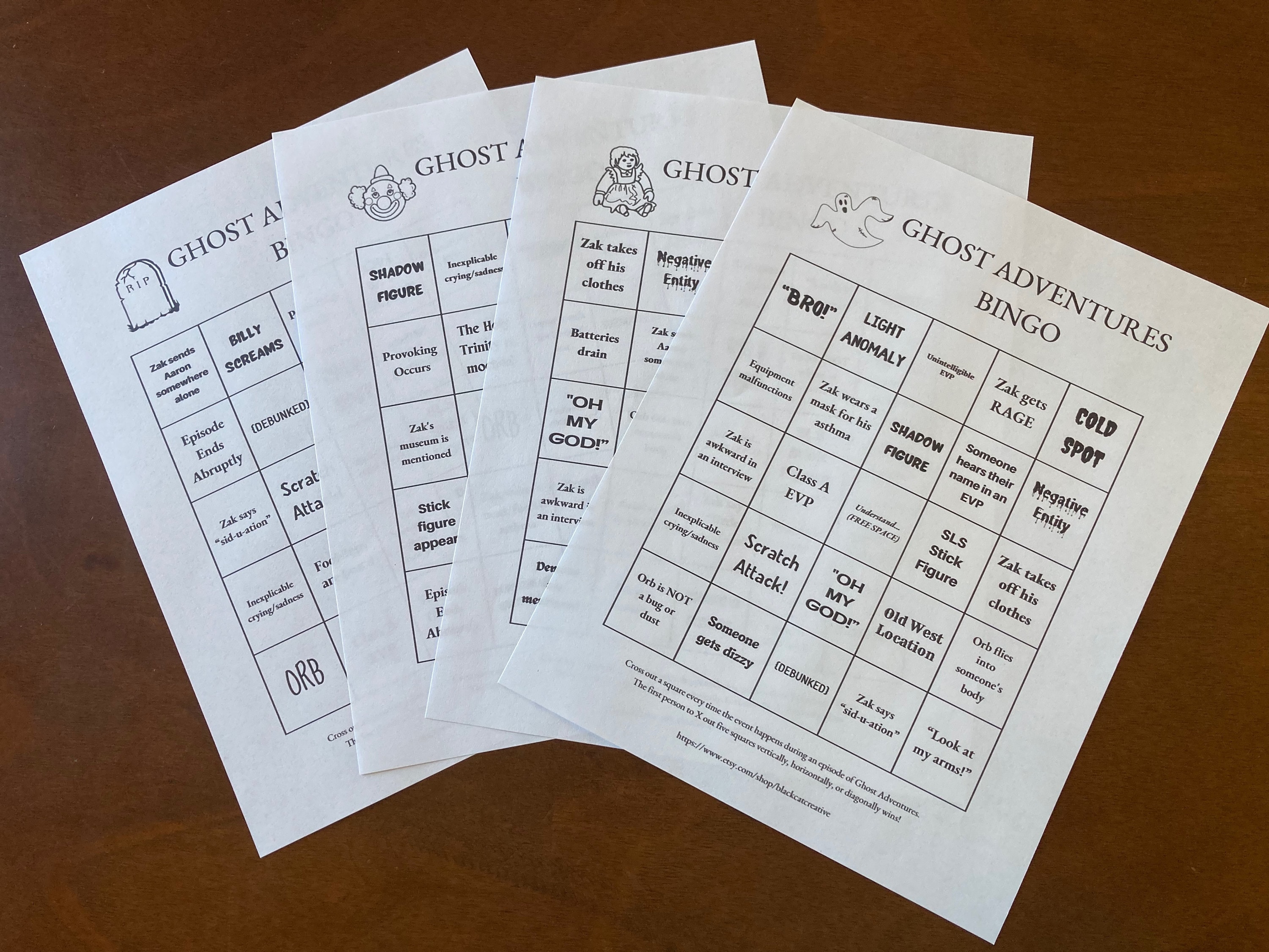 Ghost Adventures Bingo Game | Printable Downloadable PDF | up to 4 ...
