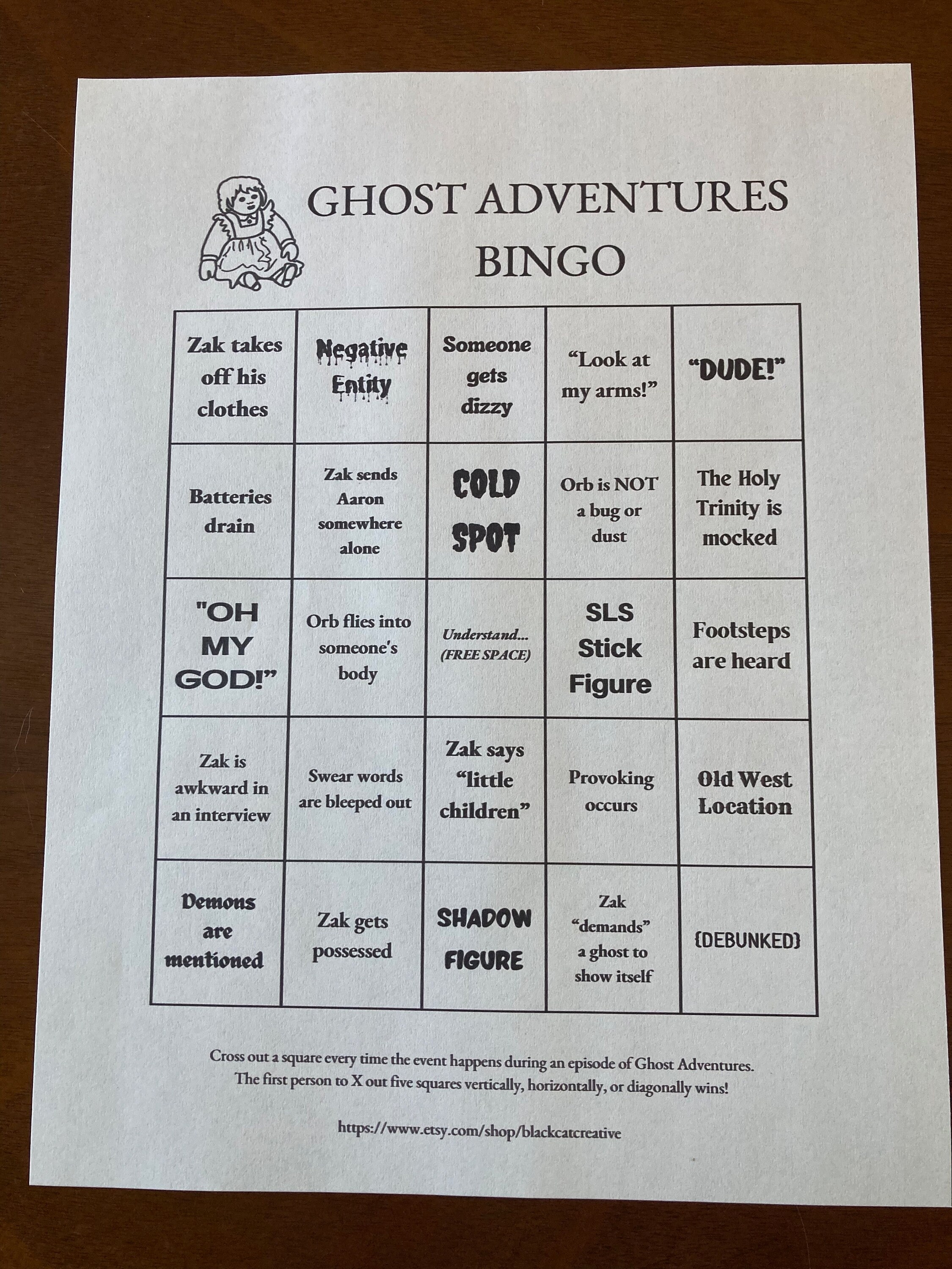 Ghost Adventures Bingo Game | Printable Downloadable PDF | up to 4 ...