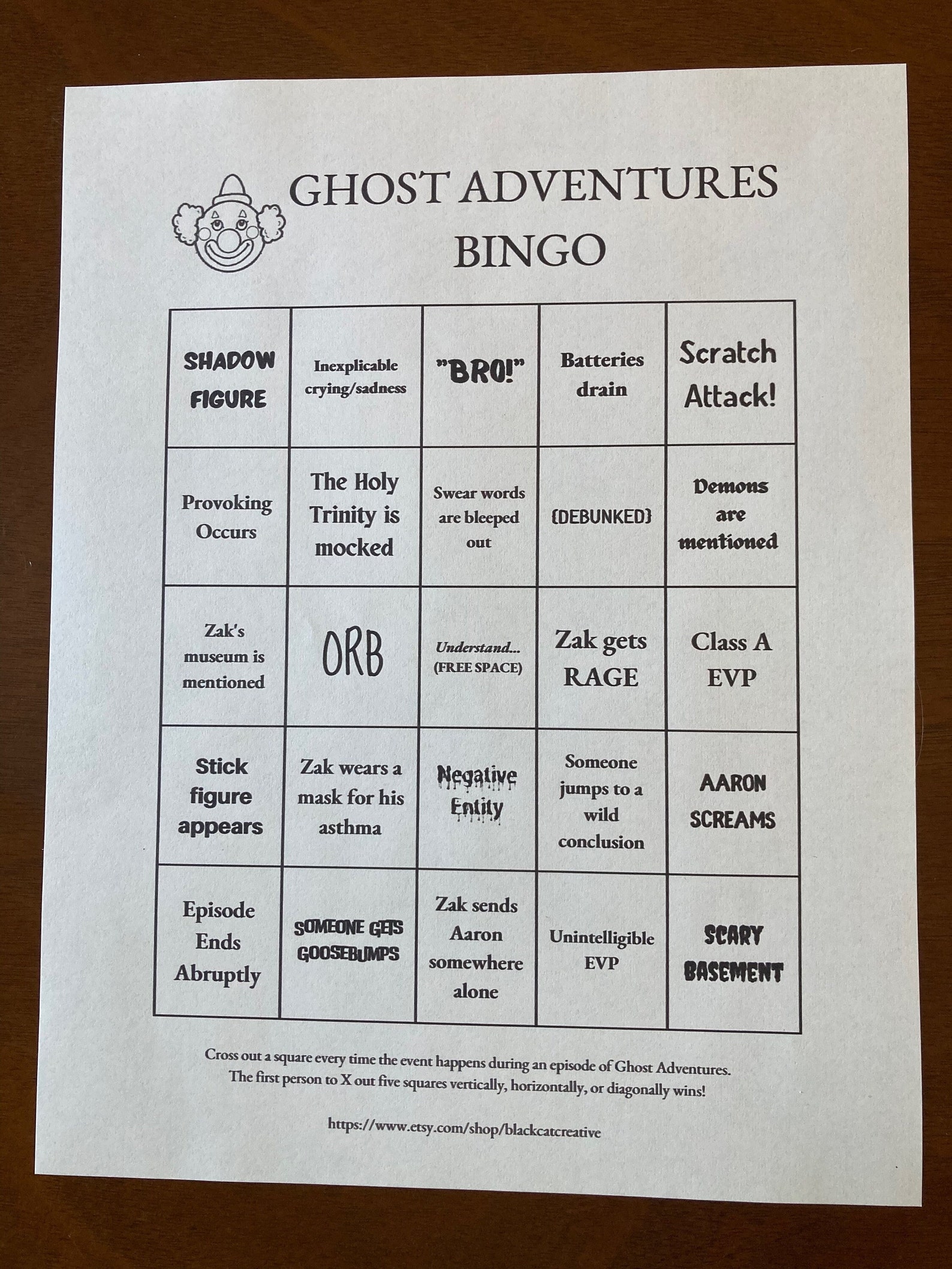 Ghost Adventures Bingo Game | Printable Downloadable PDF | up to 4 ...