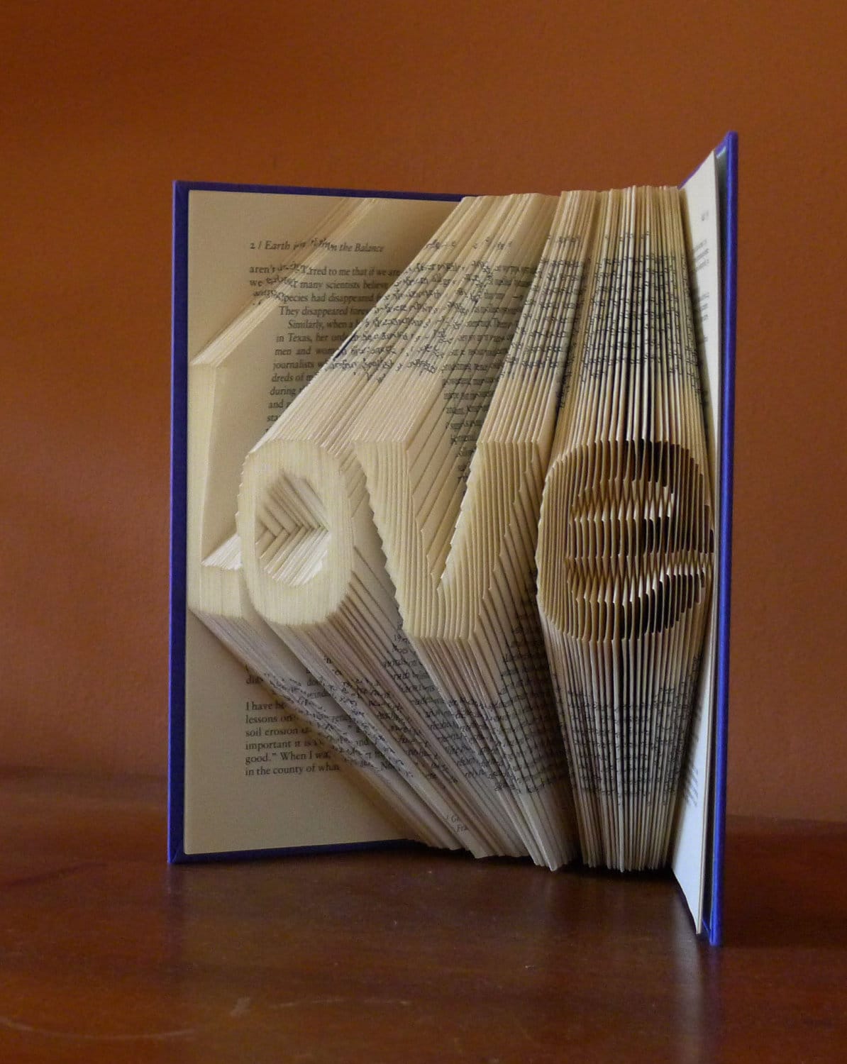 Folded Book Art - Unique Wedding Gift - Decoration - LOVE - Centerpiece ...