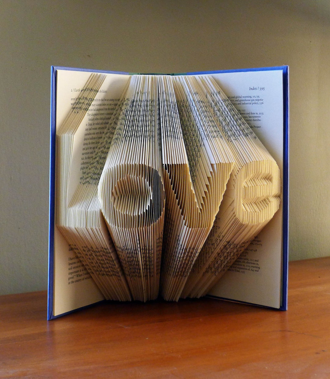 Folded Book Art - Unique Wedding Gift - Decoration - LOVE - Centerpiece ...