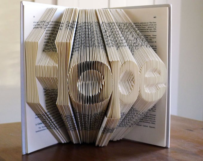 Hope - Folded Book Art - Inspirational - Book Sculpture - Unique Gift ...