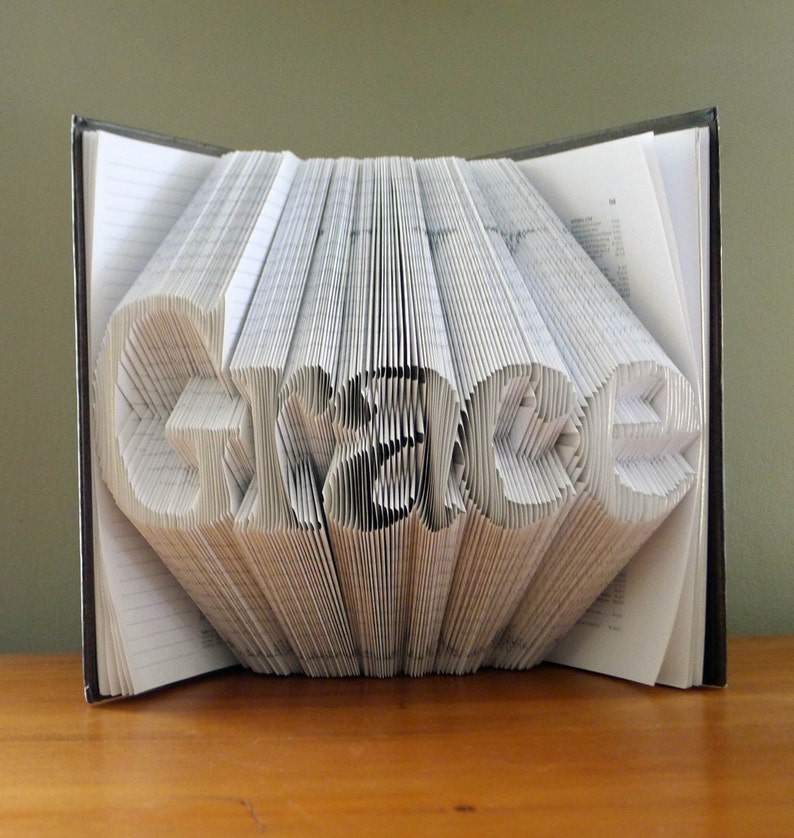 Monogrammed Custom Name Folded Book Unique Personalized Gift | Etsy