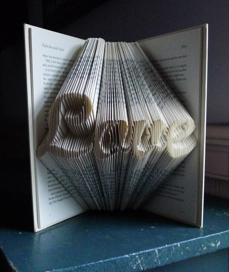 Folded book LOVE Paper Anniversary Christmas Gift | Etsy