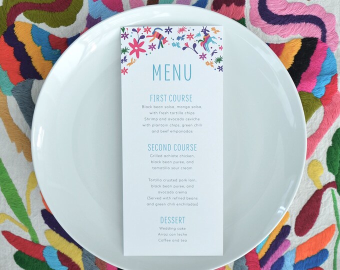 Destination Wedding Menus Otomi Print Unique and Ornate Destination ...